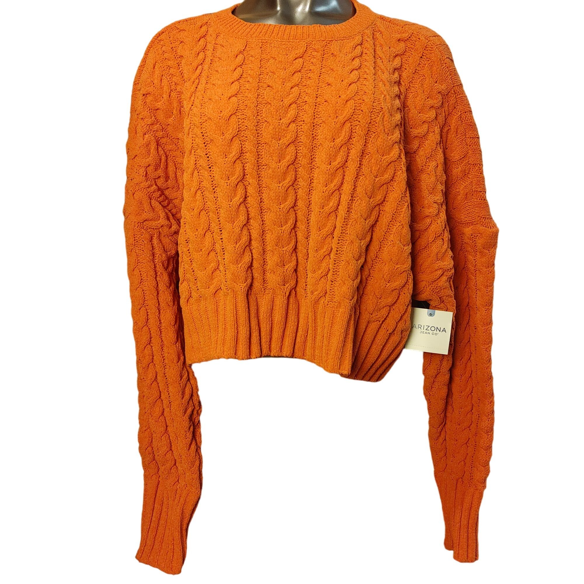 Other Arizona Jean Co. Women's Orange Cable Knit Cropped Pullover | Grailed