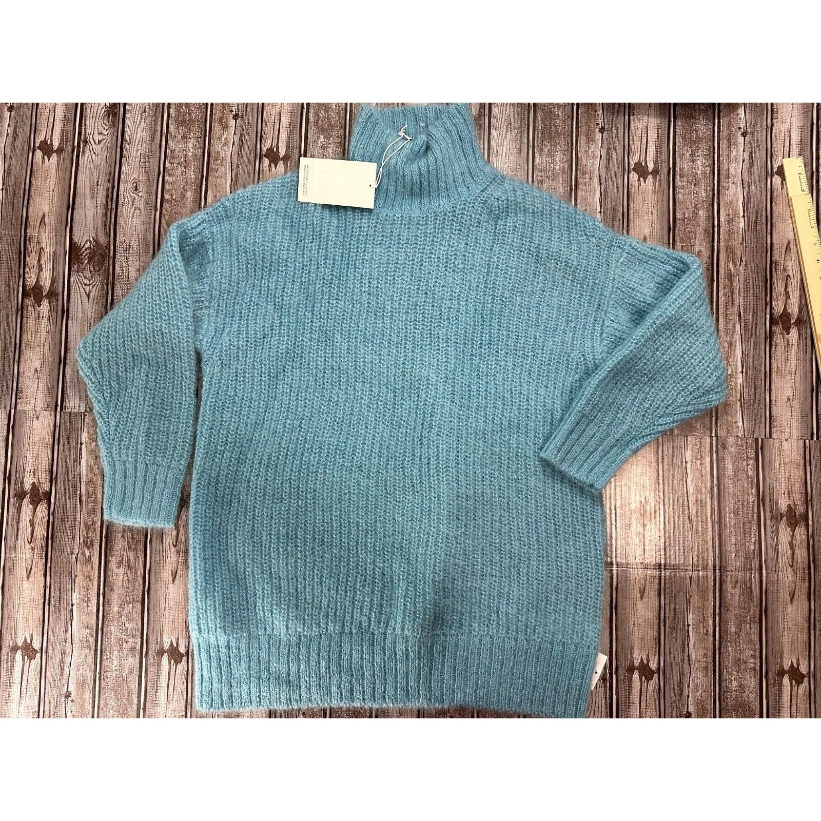Cos Cos Knit mohair blend turtle Neck sweater blue Sz M NWT MSPR | Grailed