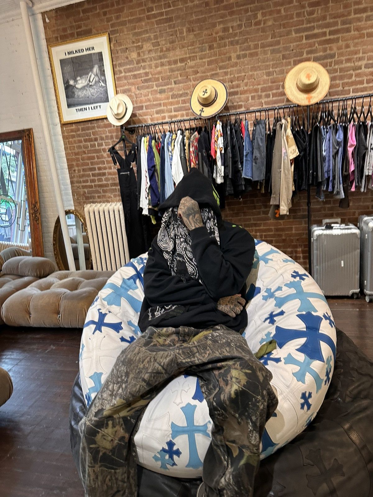 Chrome Hearts CHROME HEARTS LEATHER CROSS BEAN BAG CHAIR | Grailed