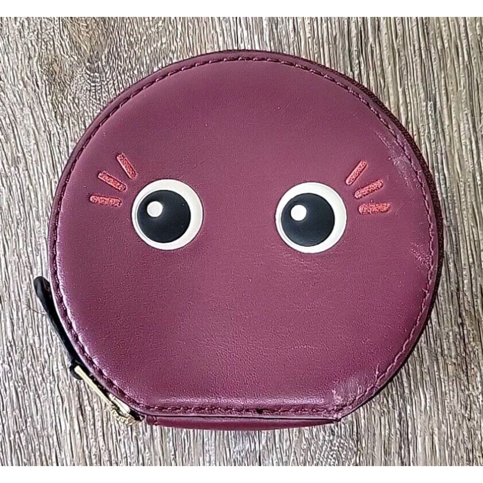 Coach COACH Round Change Purse Leather Case Pouch Cute Face Cartoon ...