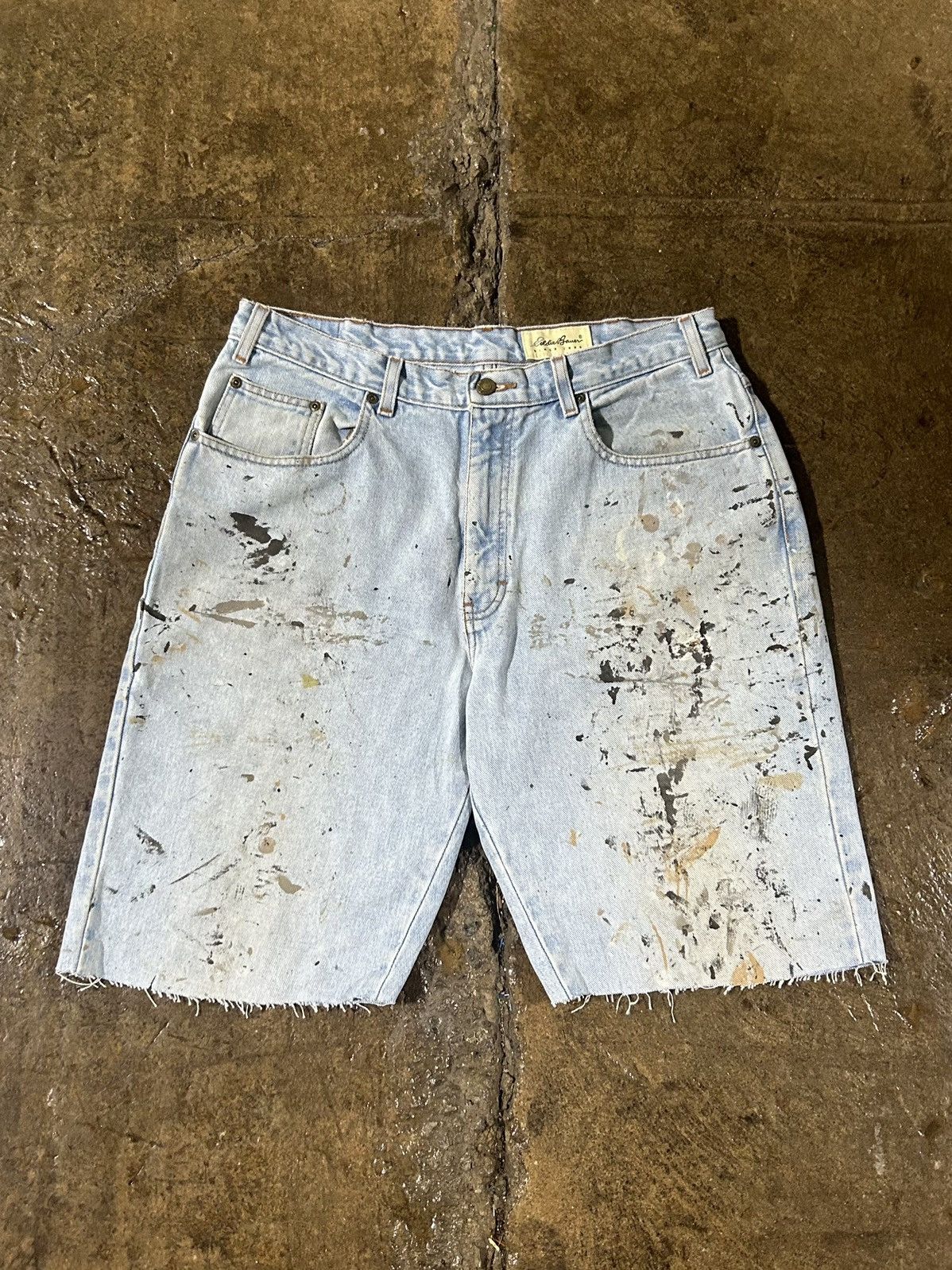 Vintage Crazy Eddie Bauer Thrashed Painter Jorts Workwear Shorts | Grailed