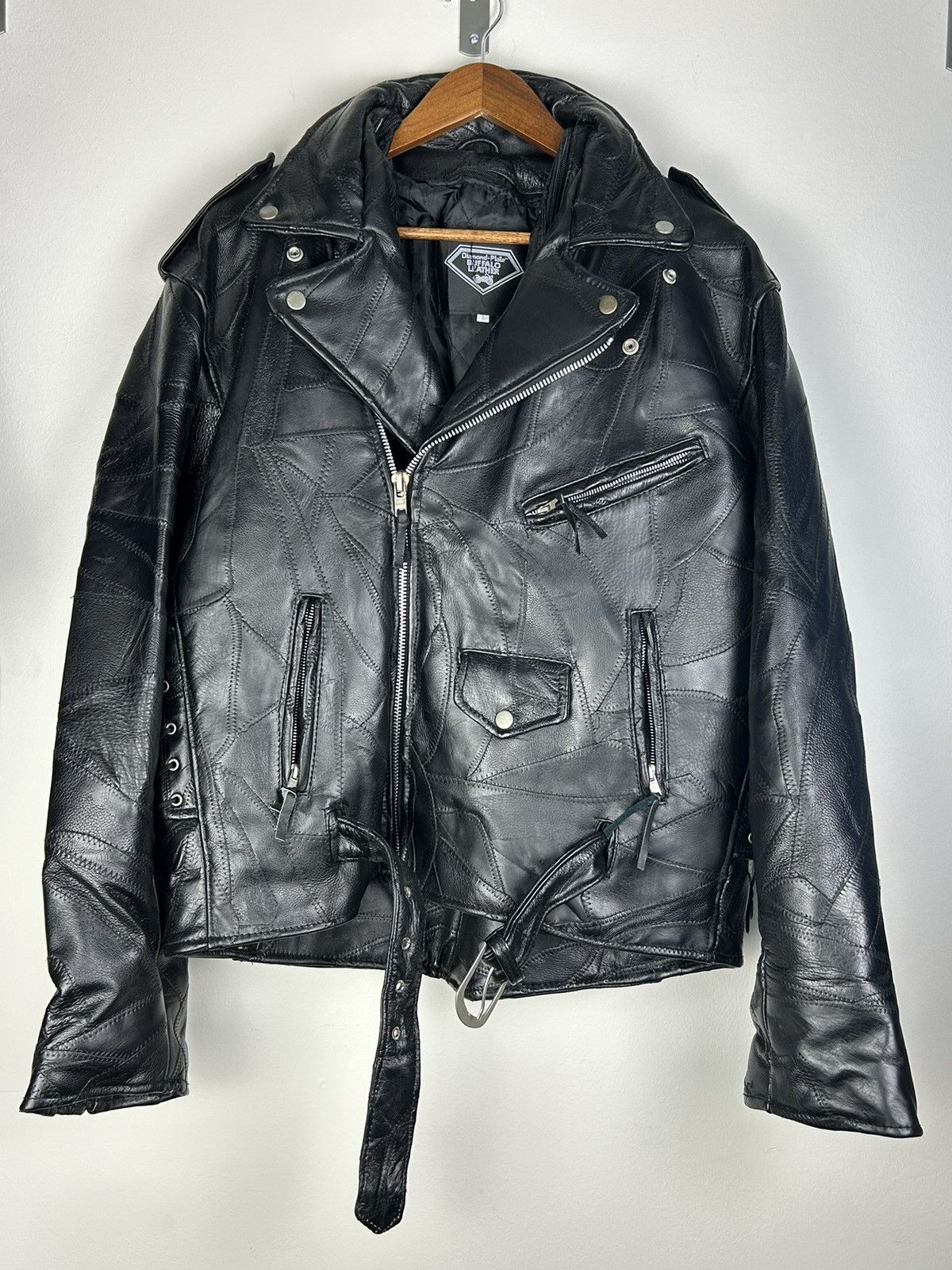 14th Addiction × Genuine Leather Diamond Plate Buffalo patchwork ...