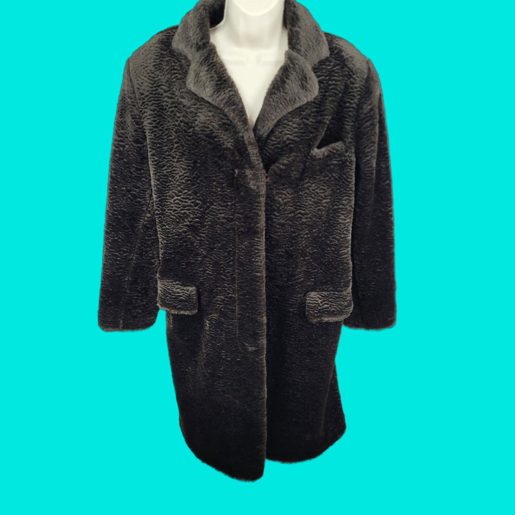 Express VINTAGE Express Coat Women Long Overcoat S Brown Plush Faux Fur ...