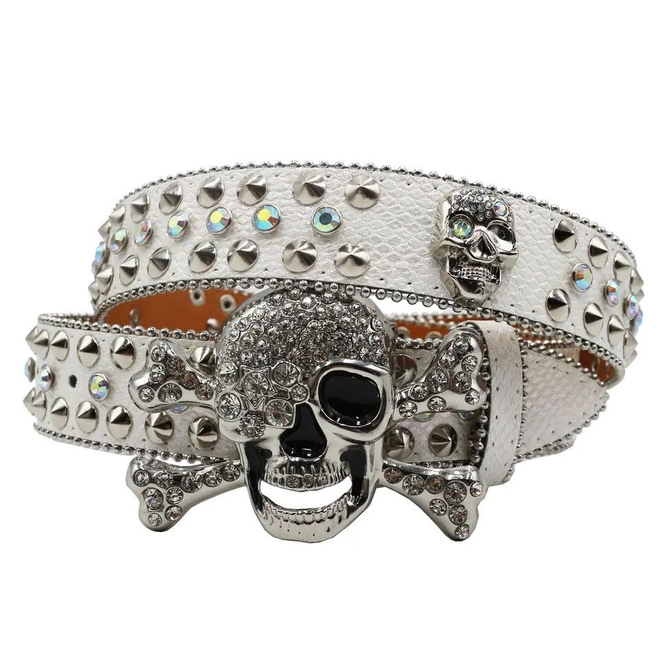 Designer × Japanese Brand × Vintage Western Rhinestone Skull Belt | Grailed