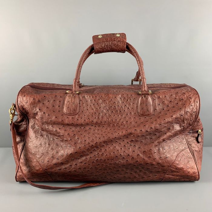 Vintage Burgundy Textured Ostrich Leather CarryOn Bags | Grailed