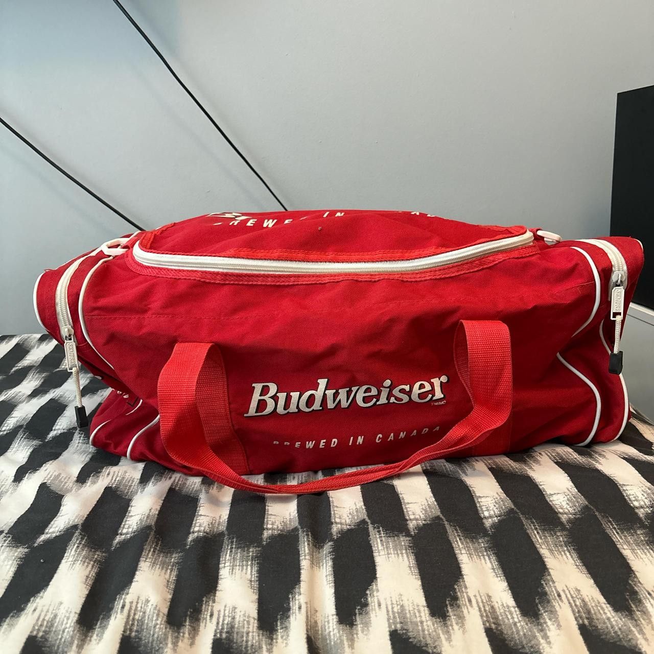 Budweiser Vintage Budweiser beer lager large red duffle bag | Grailed