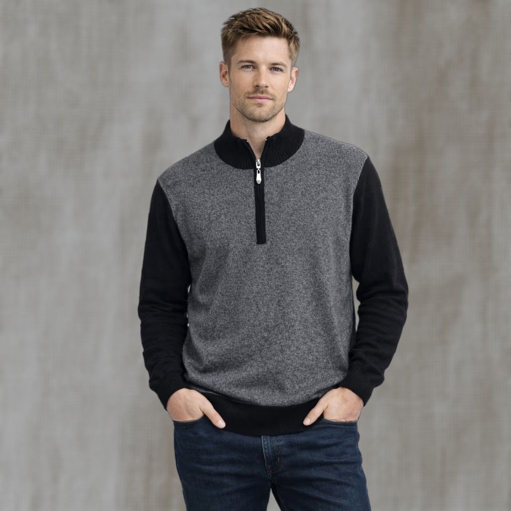 Vintage Mark Shale Sweater Mens L Gray Black Herringbone Cashmere ...