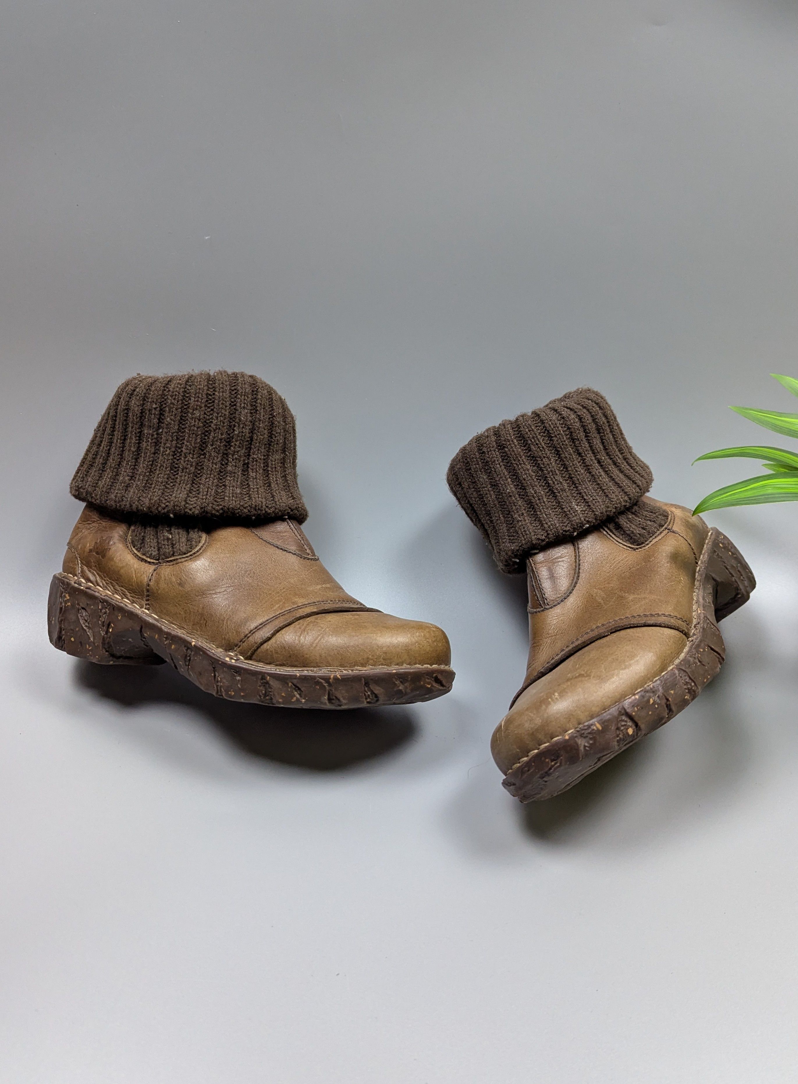 Vintage El Naturalista Yggdrasil Brown Leather Fold Over Ankle Boots ...