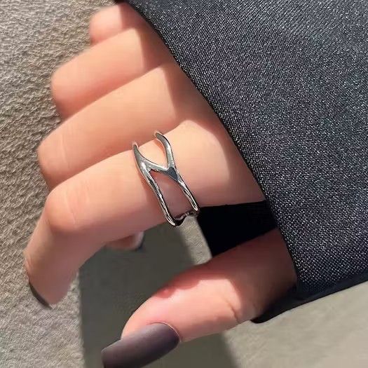 Handmade × Jewelry × Streetwear Abstract Ring Veins Silver Modern Punk ...