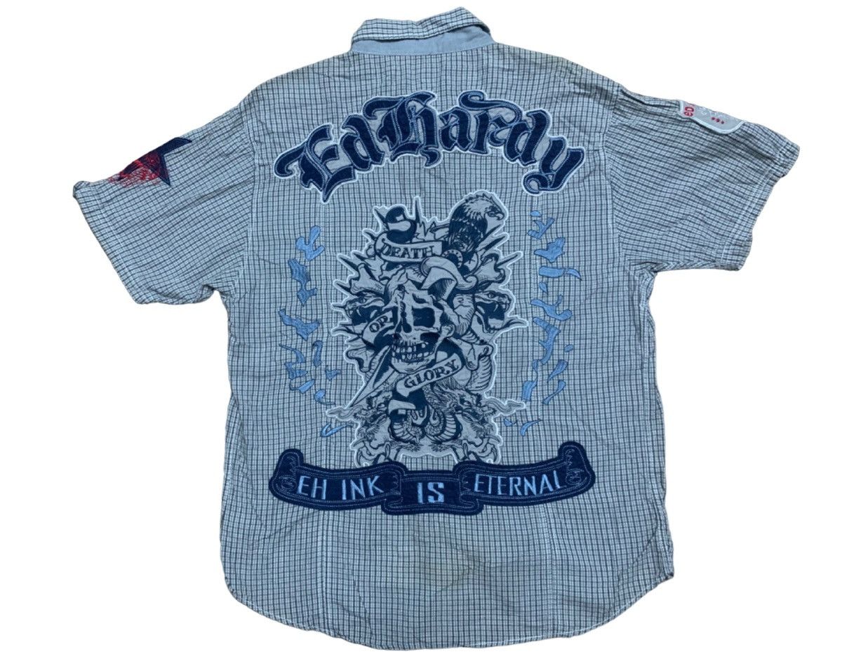 Ed Hardy × Japanese Brand × Streetwear 90s ED HARDY EMBROIDERED BUTTON ...