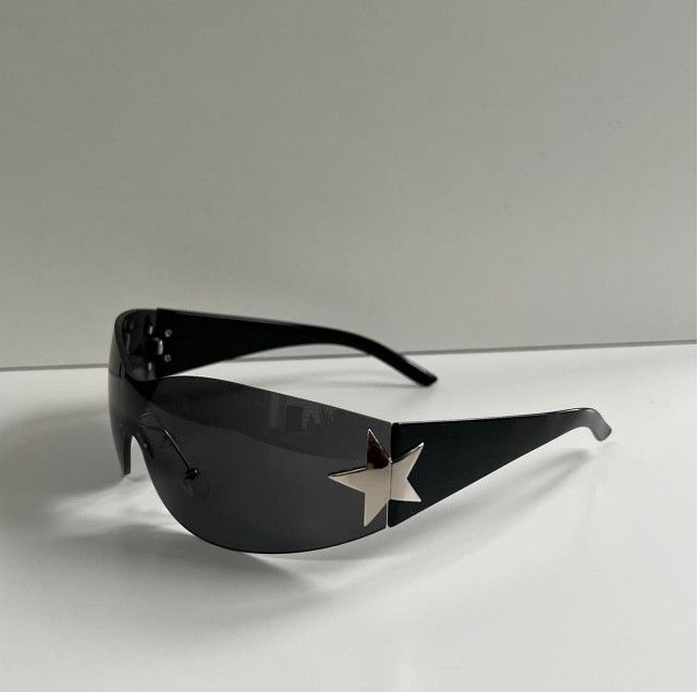 Designer Y2k 2000s Vintage Style Black Gray Frameless Star Sunglasses