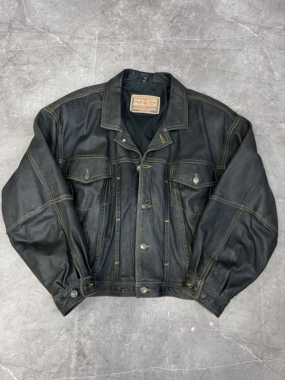 Diesel Diesel leather trucker jacket boxy fit retro style | Grailed