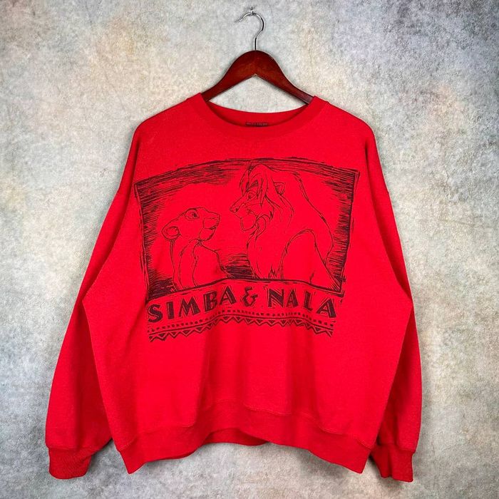 Vintage Vintage The Lion King Sweatshirt Sz XL Simba & Nala Red | Grailed