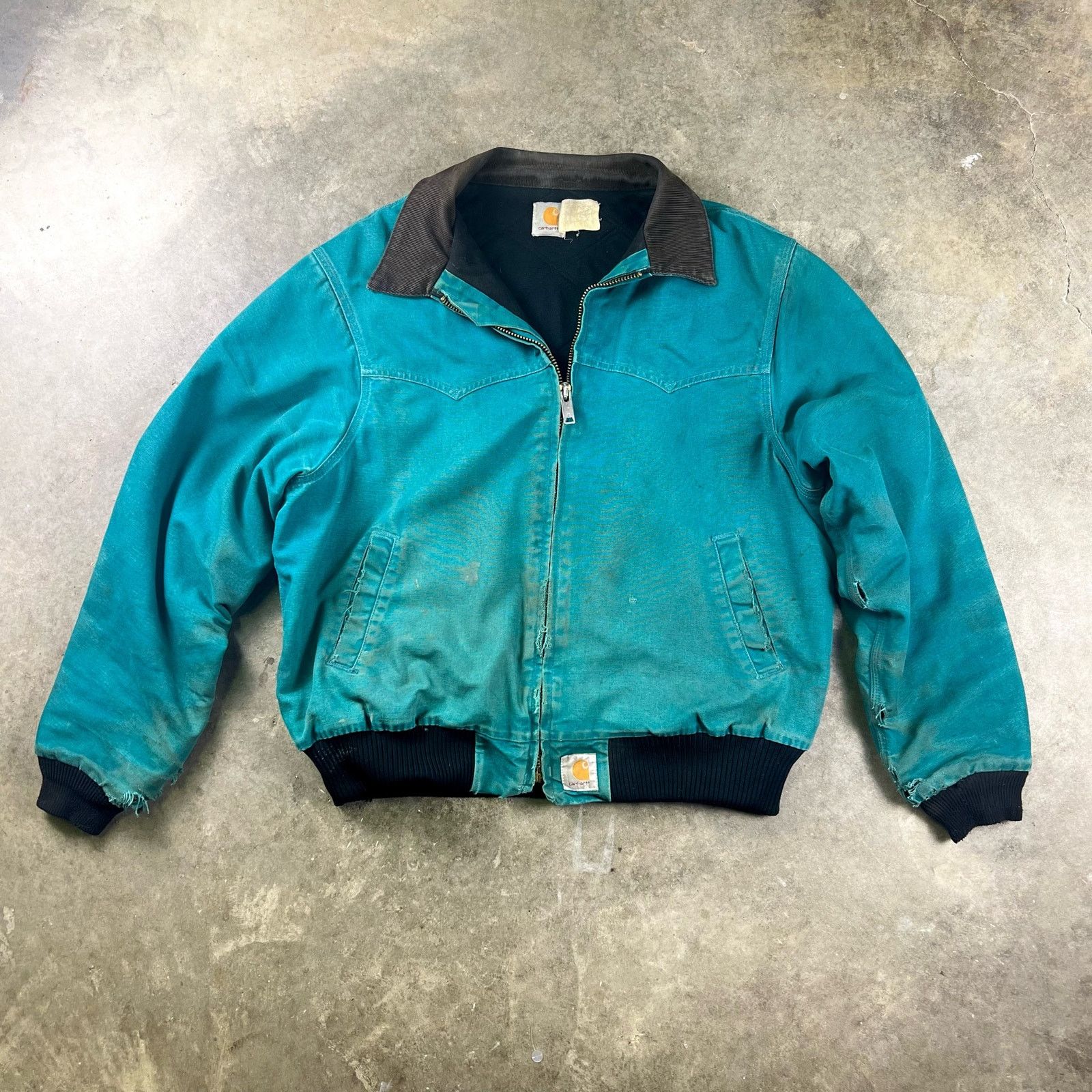 Carhartt Vintage Carharrt Santa Fe Teal Jacket RARE Heavy Wear USA ...