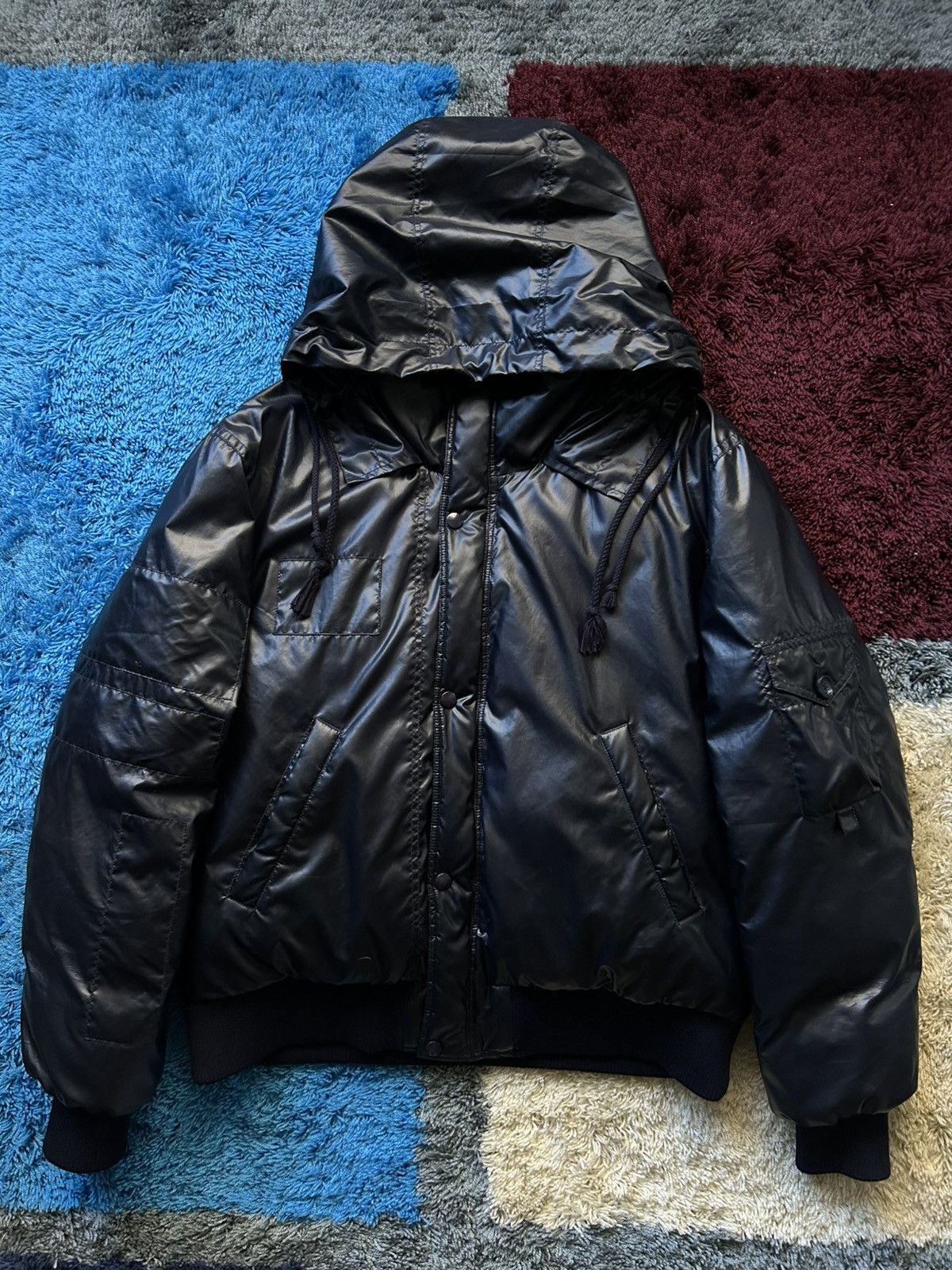 Raf Simons Grail Sample Waxed Puffer Jacket AW05-06 Waves | Grailed