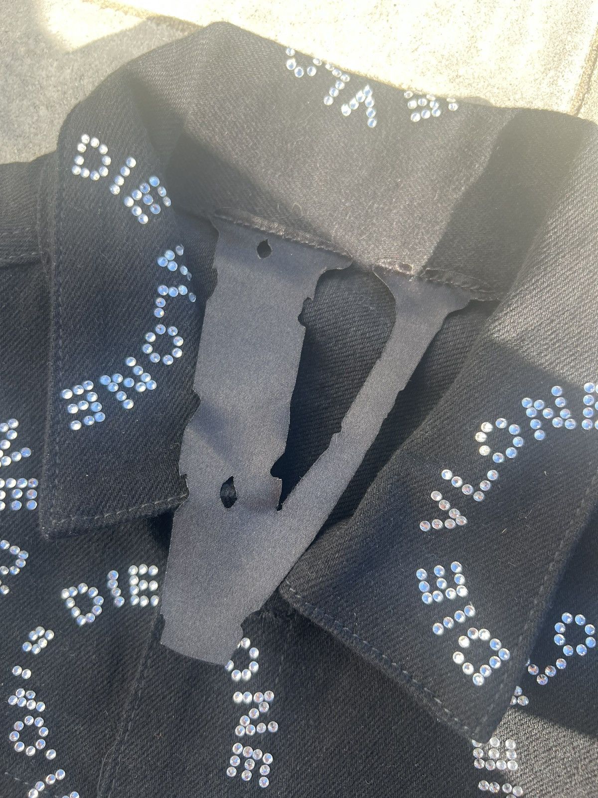 Vlone Vlone Rhinestone Denim Jacket | Grailed