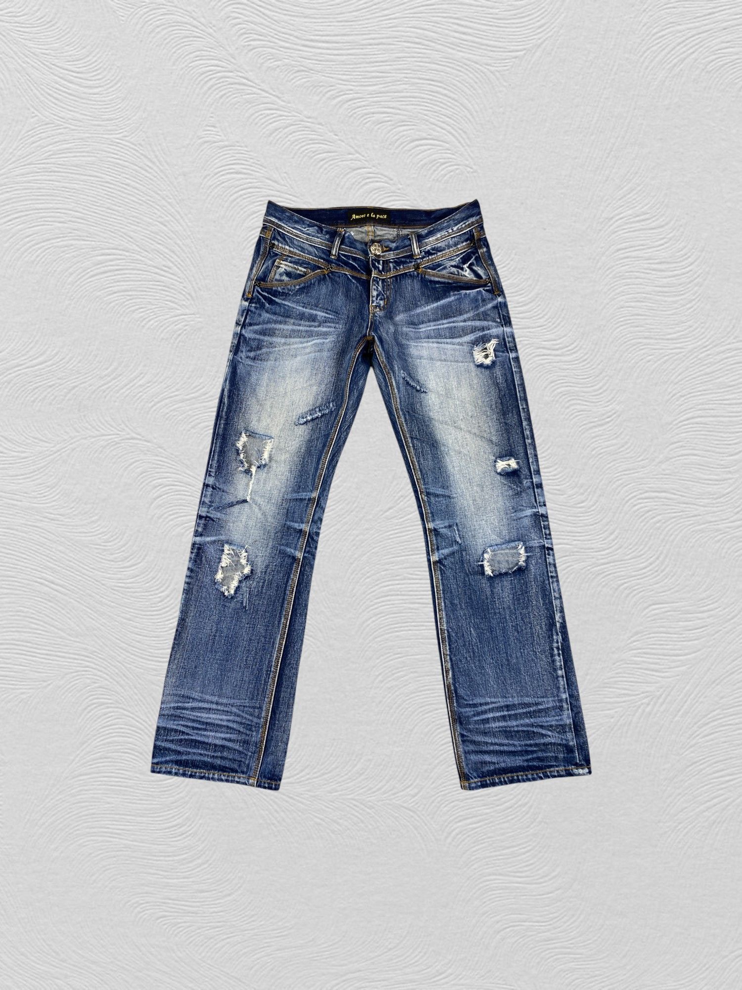 Kapital Amore e la pace Distressed Embroidery Denim Jeans Size 34 | Grailed