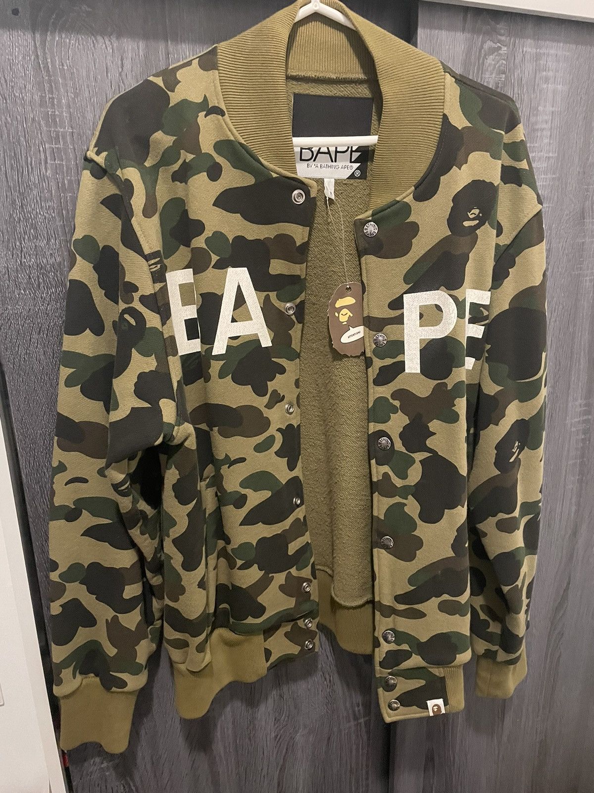 Bape OG BAPE M Green Camo Baseball / Varsity Jacket | Grailed