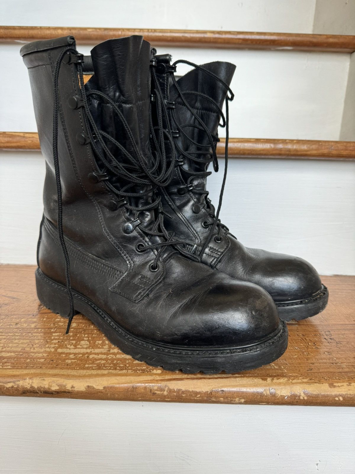 Military × Vintage Black Combat Boots | Grailed