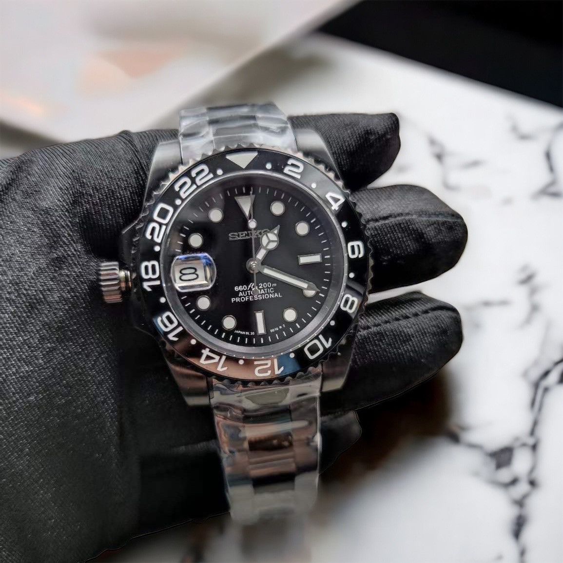 Japanese Brand × Seiko × Watch Seiko Mod GMT-Master 2 Black Lefty ...