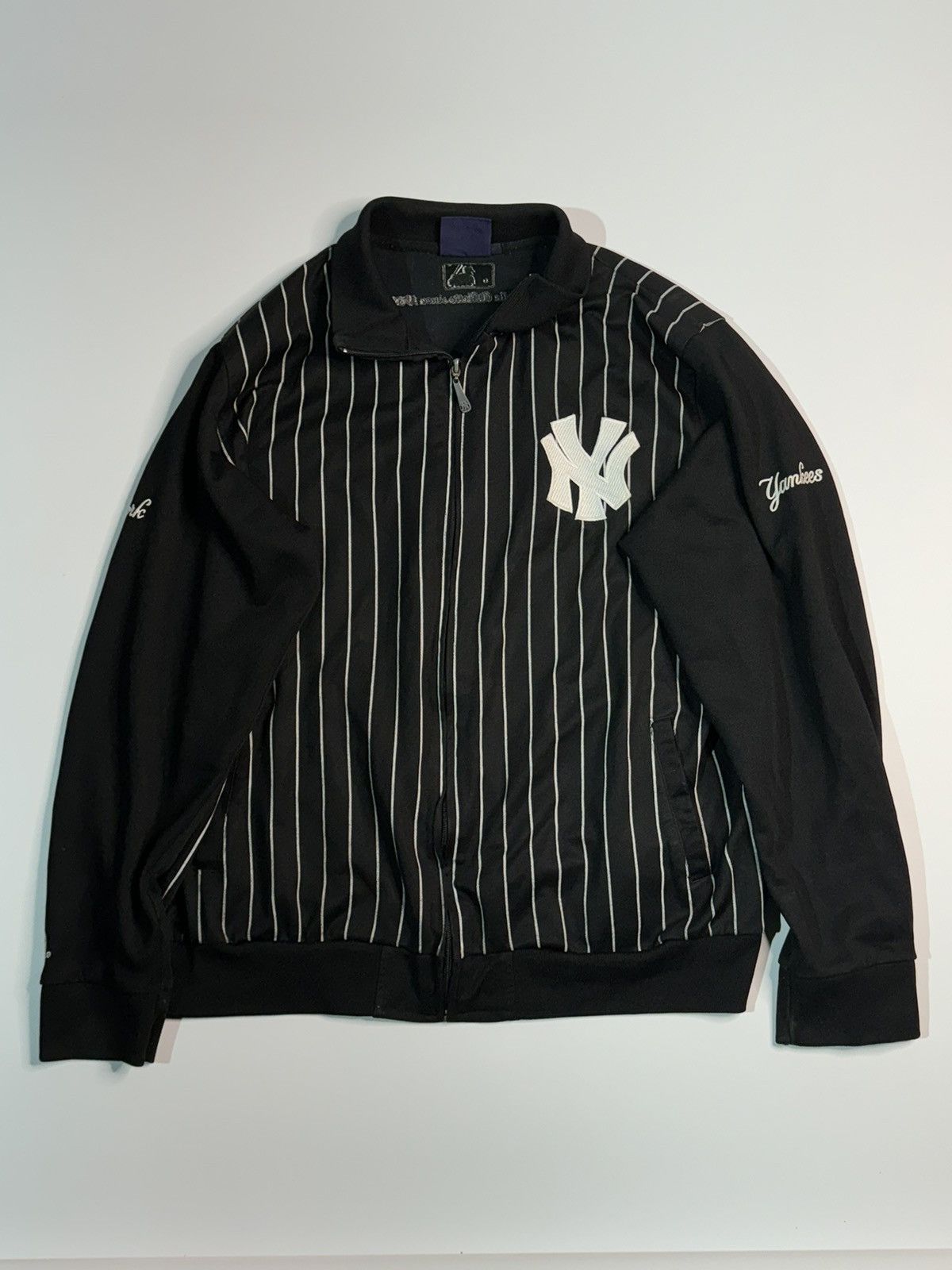 MLB Vintage NY Yankees zip up striped big logo swag drip y2k 90s | Grailed
