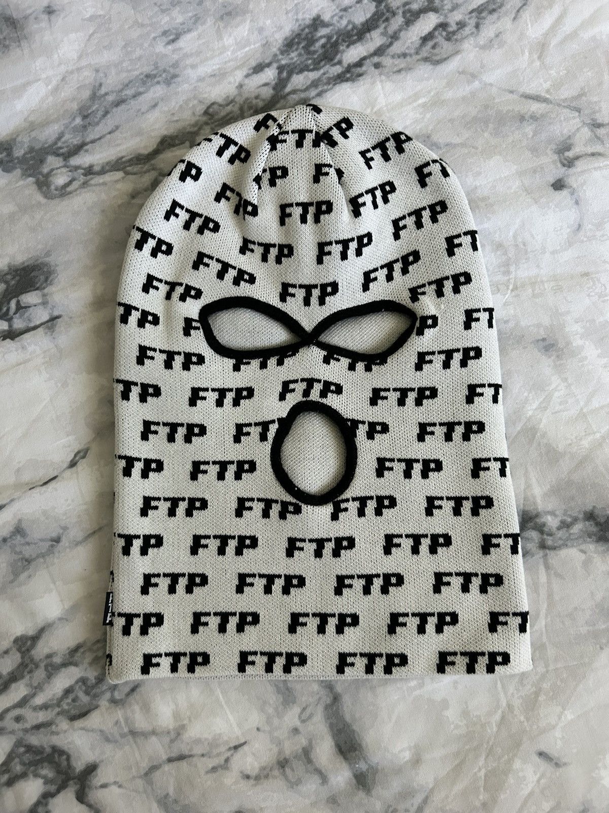 Fuck The Population FTP Allover Logo Ski Mask (White) | Grailed