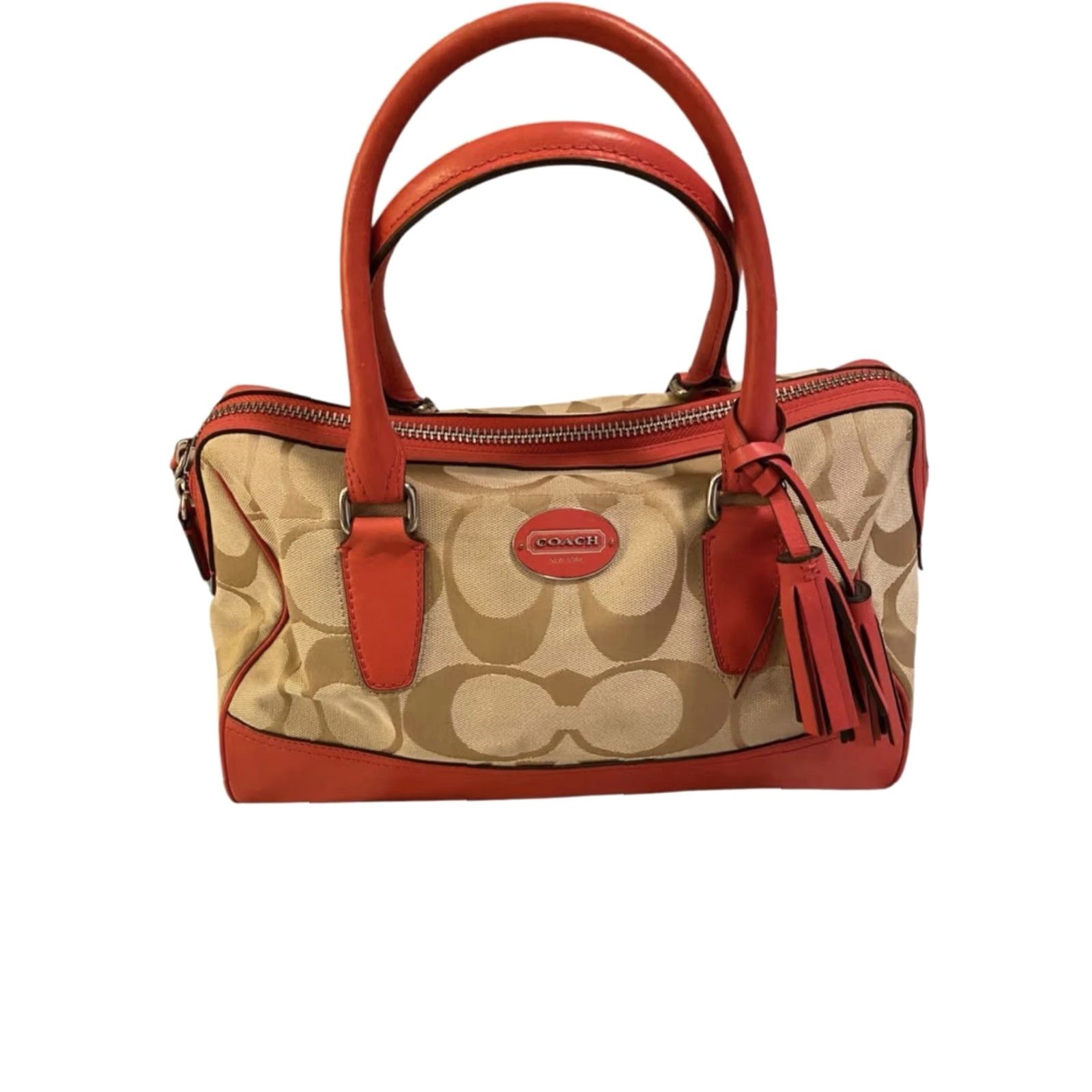 Coach Coach Legacy Haley Signature Purse & Wallet Coral Red And Beige ...