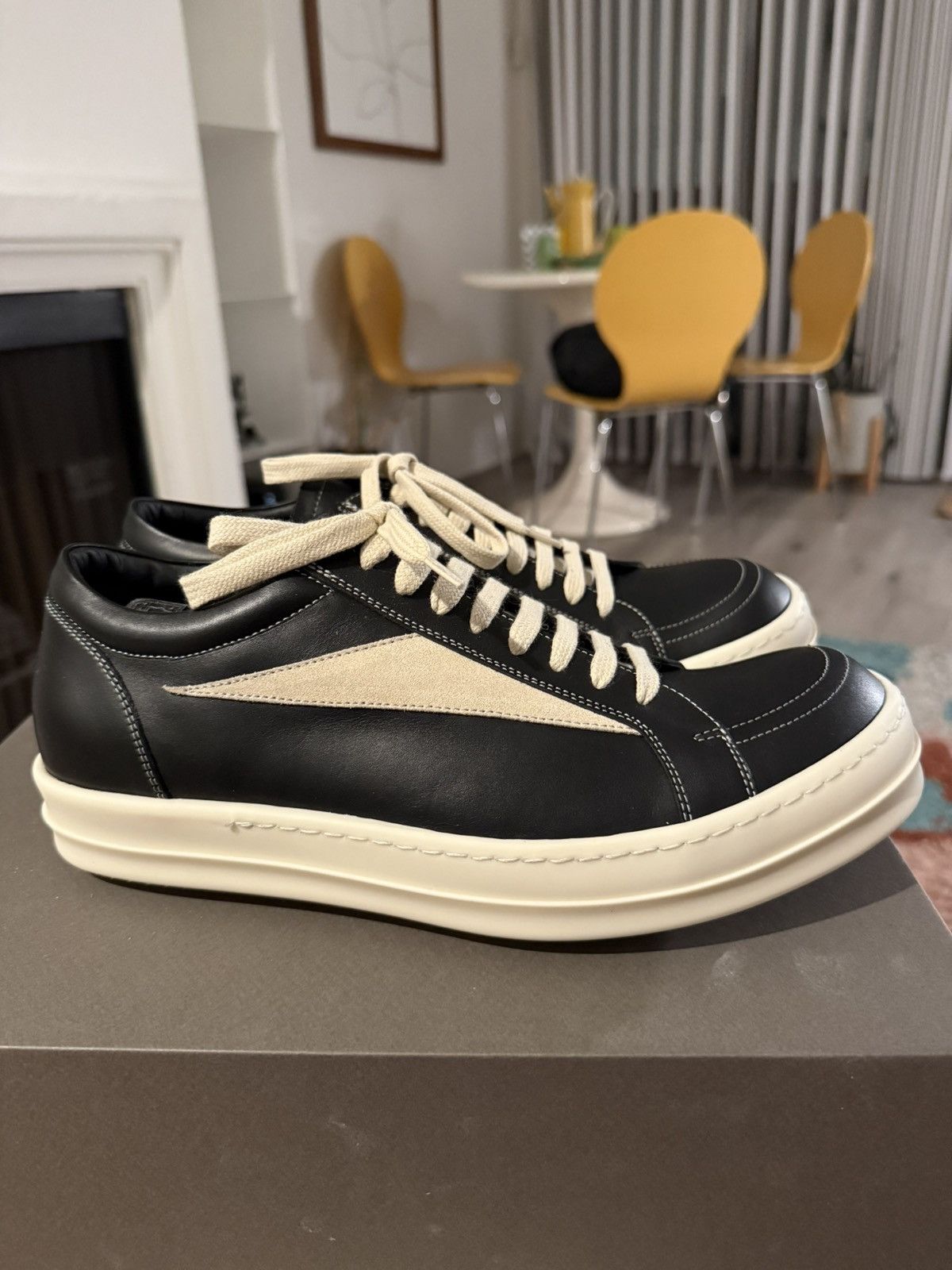 Rick Owens Mainline Rick Owens Black Leather Vintage Sneaks Vans | Grailed