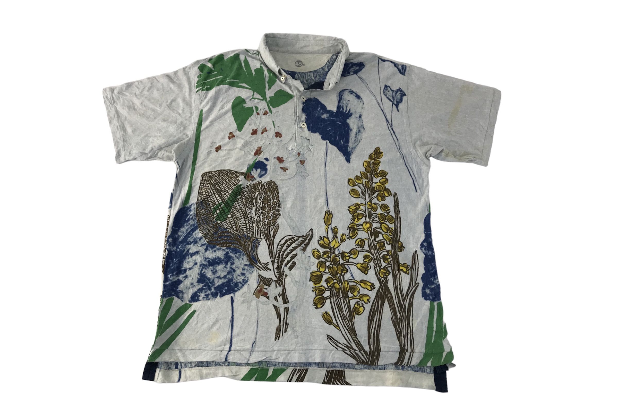 45rpm × Streetwear × Vintage 90s 45 Rpm Polo Tee T-Shirt Floral Style Design | Grailed