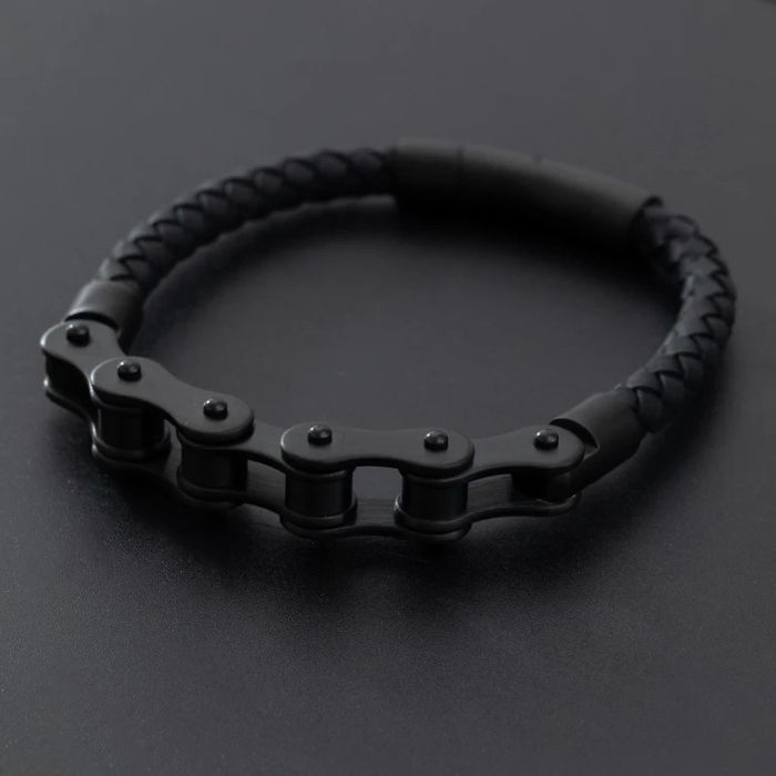 Streetwear Bicycle Chain Leather Bracelet | Grailed