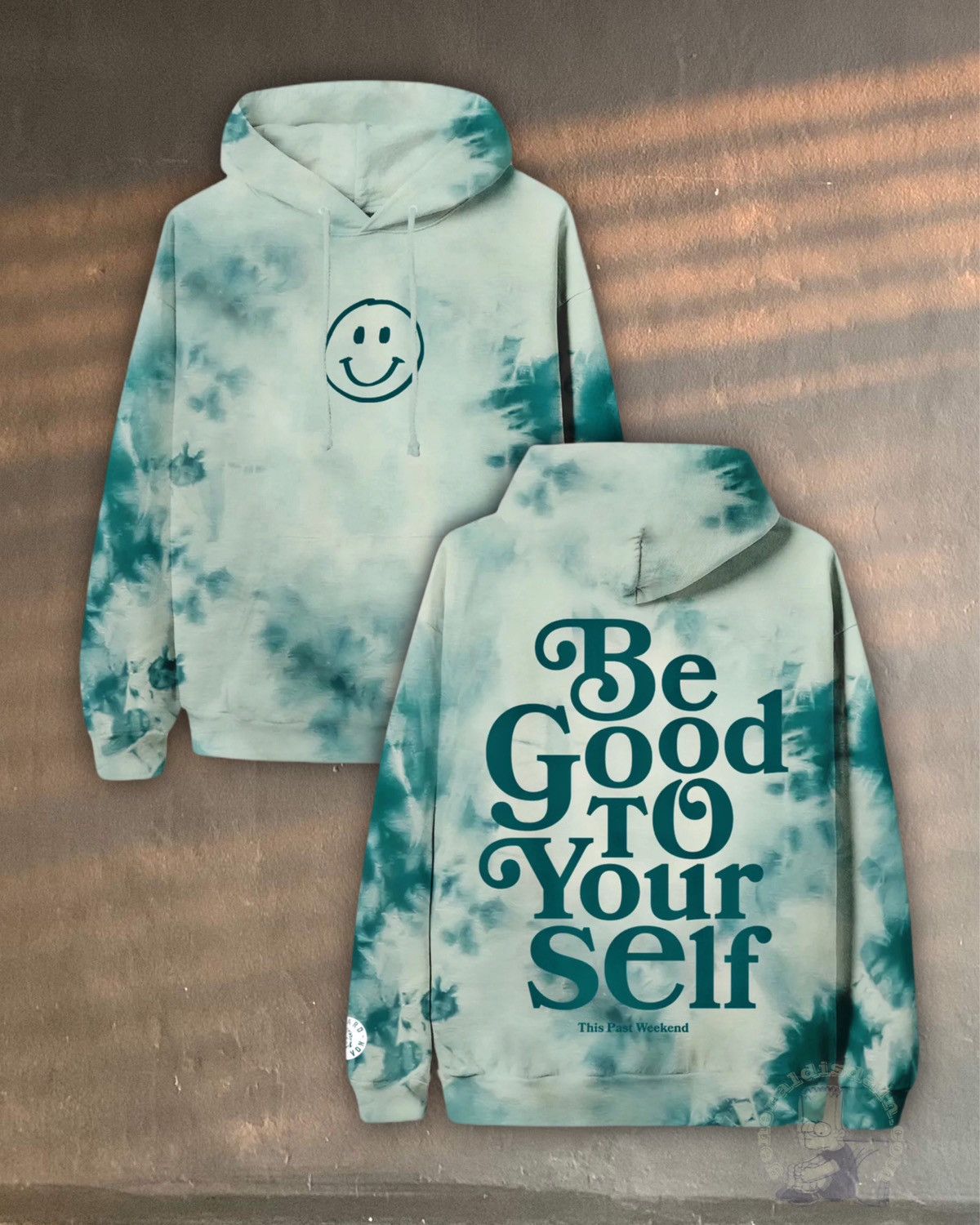 Streetwear THEO VON Be good to yourself aqua dye hoodie tie dye BGTY ...