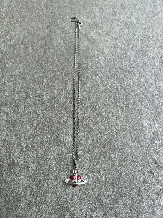 Vivienne Westwood Red Heart Saturn Orb Necklace | Grailed Vivienne Westwood Red Heart Saturn Orb Necklace | Grailed