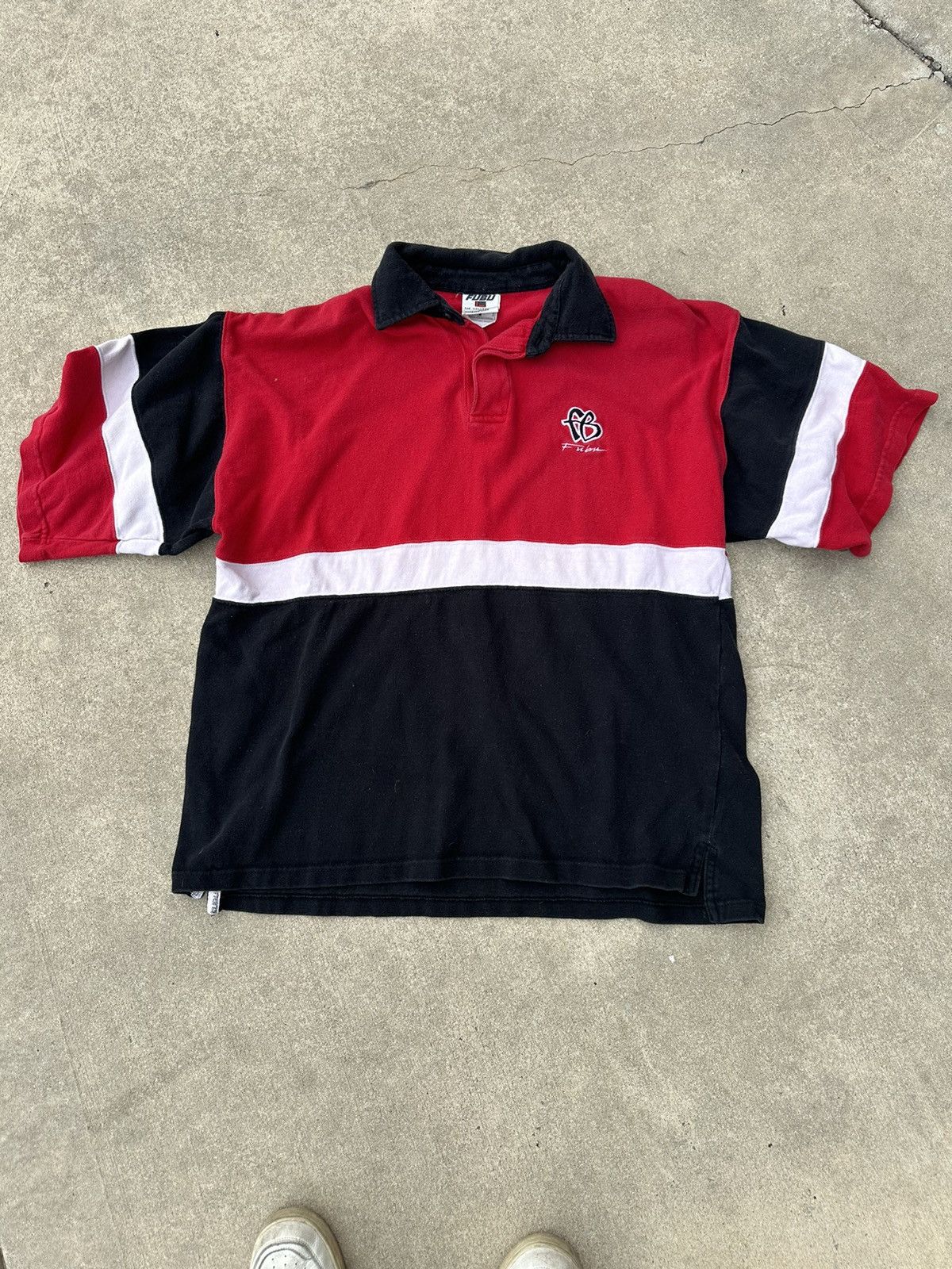 Fubu × Streetwear × Vintage FUBU Vintage 90s Colorblock Logo Polo Shirt ...