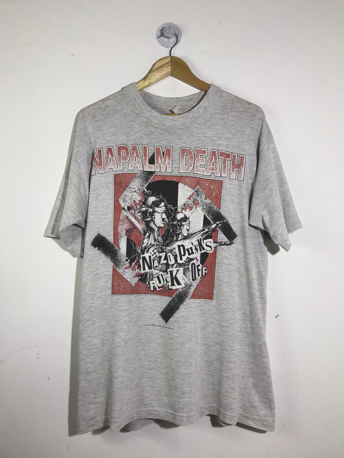 Vintage Vintage 1993 napalm death band nazi punk fuck off shirt | Grailed
