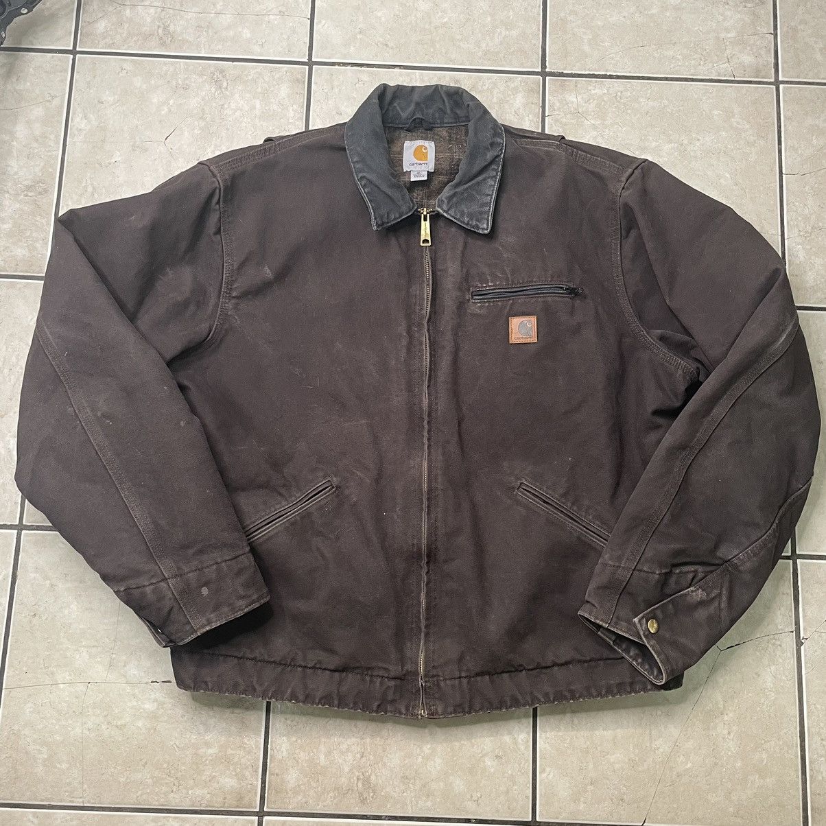 Carhartt × Vintage Vintage Carhartt Detroit Jacket Dark Brown Faded DKB ...