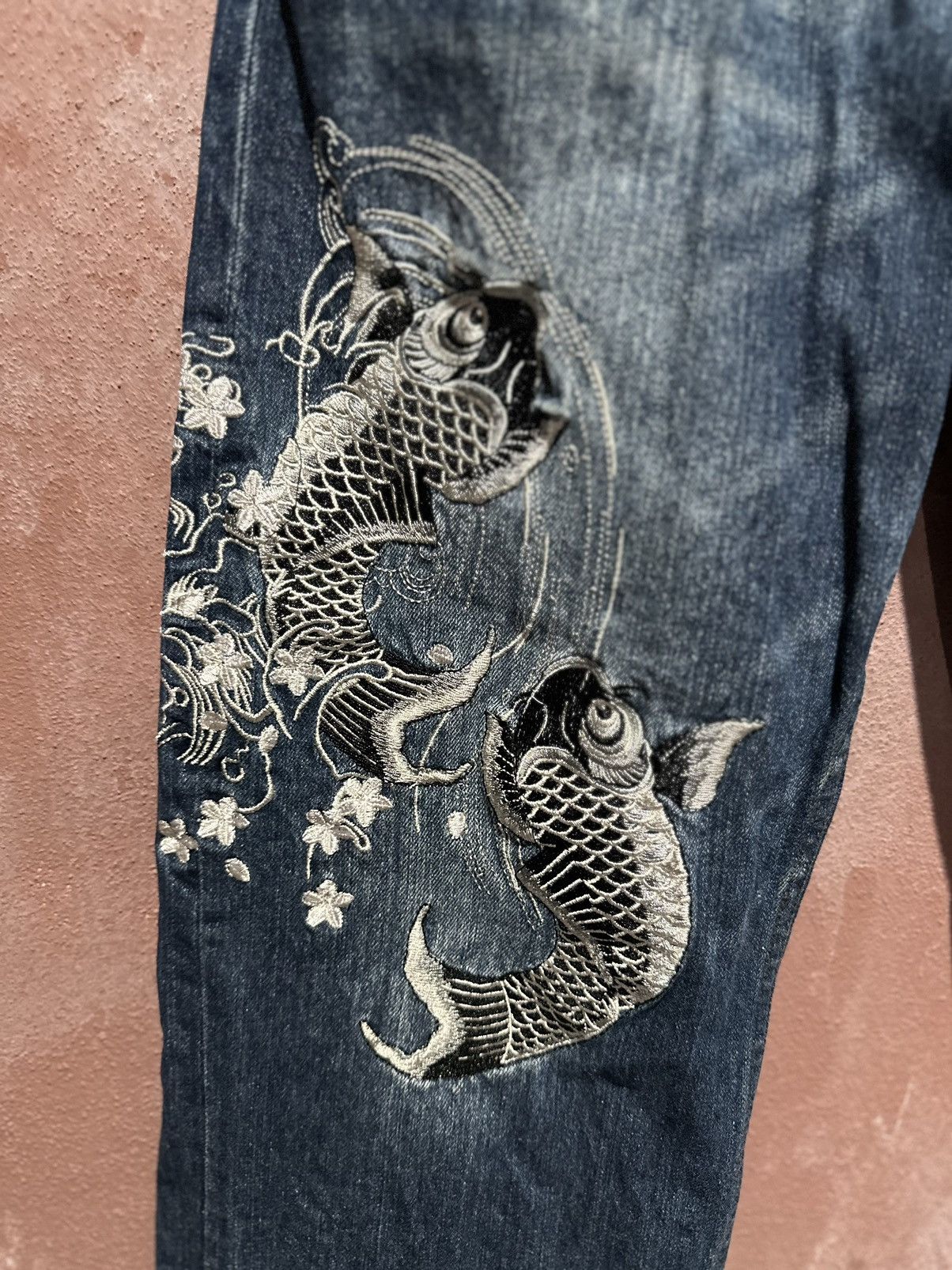 Japanese Brand × Vintage Japan Koi Embroidered Jeans | Grailed
