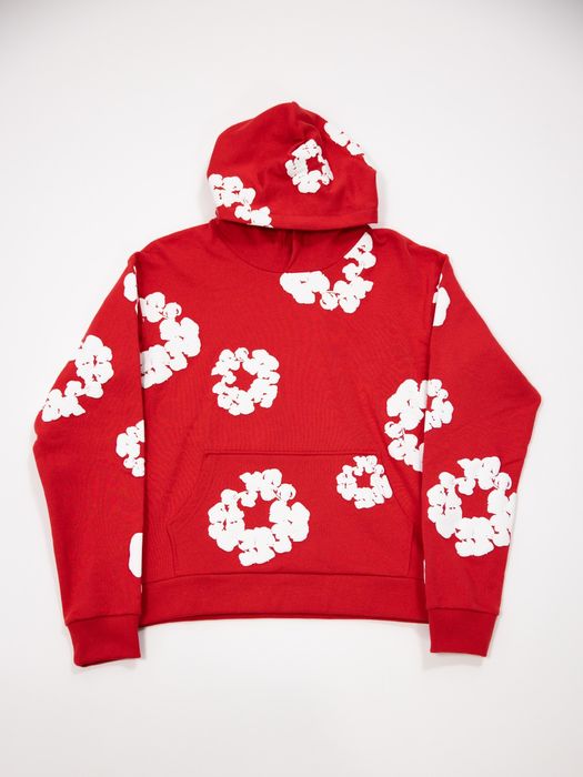 DENIM TEARS Denim Tears Cotton Wreath Red Hoodie | Grailed