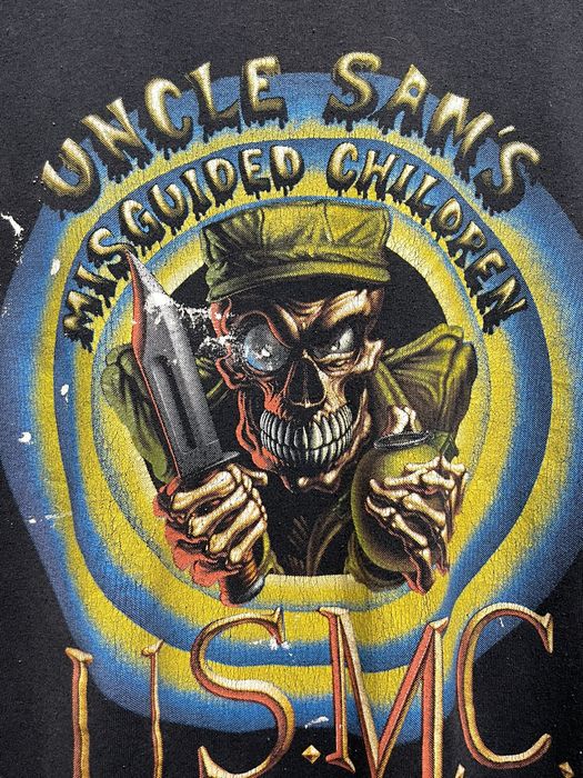 Vintage 1990 USMC Uncle Sam Misguided Children skull knife art | Grailed