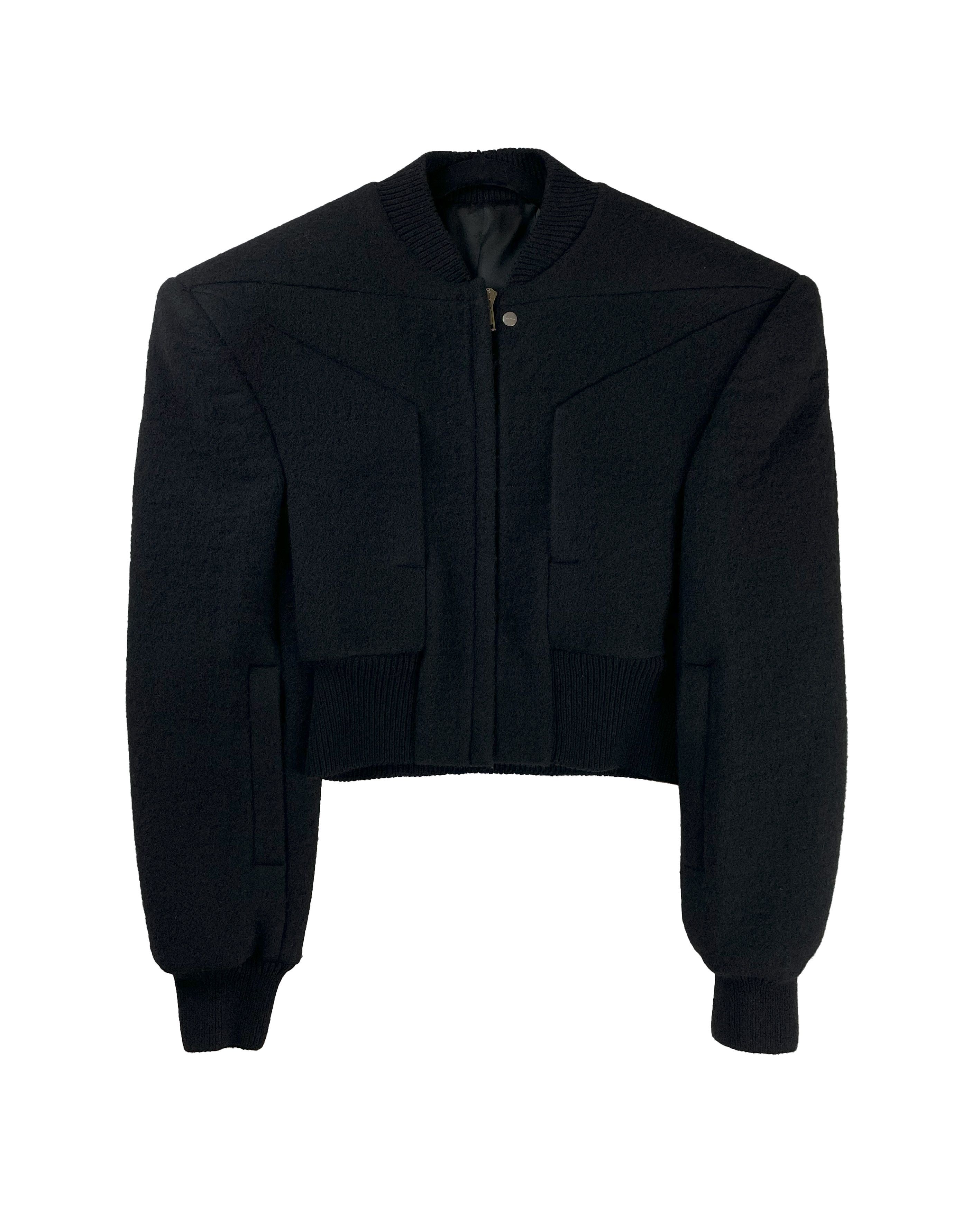 Rick Owens RUNWAY EDFU FLIGHT JACKET FW23 LUXOR BLACK FELTED WOOL | Grailed