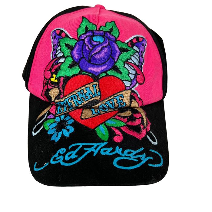 Ed Hardy Ed Hardy Full Embroidered Eternal Love Floral Trucker Hat ...