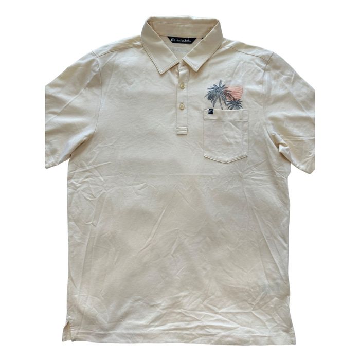 Travis Mathew Travis Mathew Men's Golf Pima Cotton Yellow Palm Tree ...