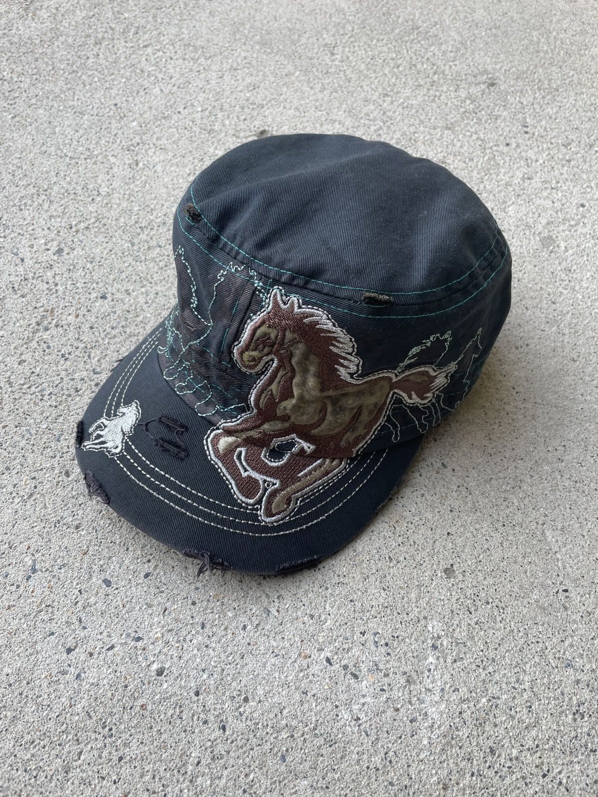 Vintage Faded Black Y2K Cadet Punk Cap | Grailed