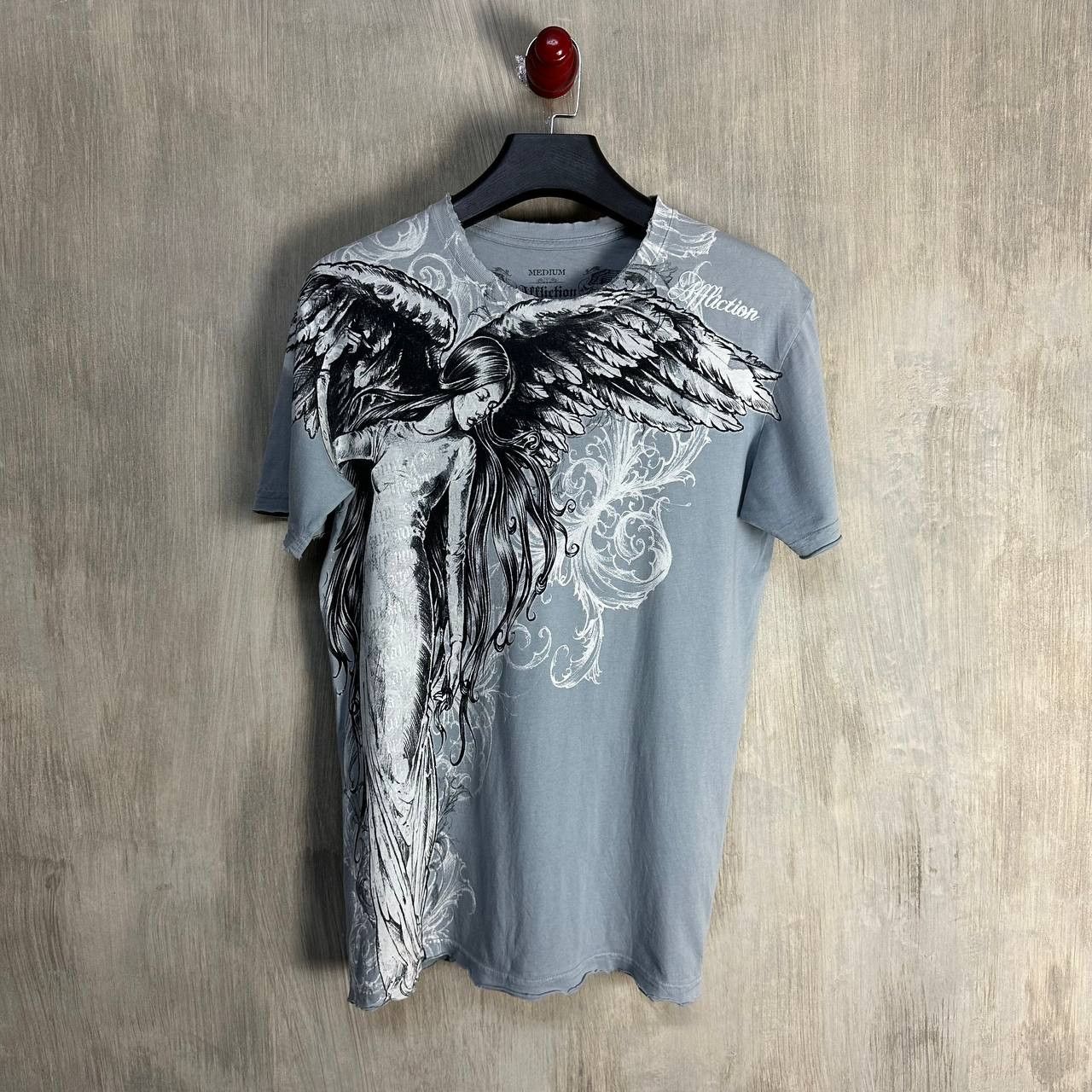 Vintage Affliction Cross Holy Angel Wings Religion AOP TShirt | Grailed