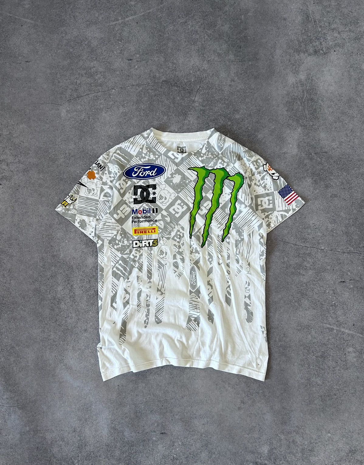 Vintage Vintage Dc x Monster Energy x Ford racing all print shirts ...