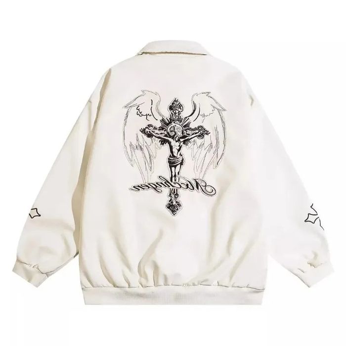 Streetwear Hip Hop Embroidery Leather Jacket | Grailed