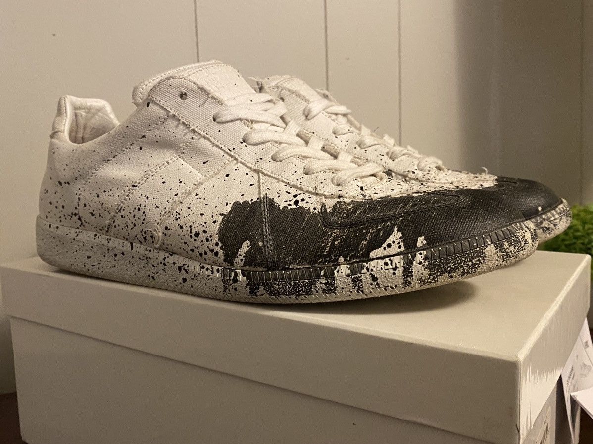 Maison Margiela Maison Margiela Canvas black paint splatter gats | Grailed