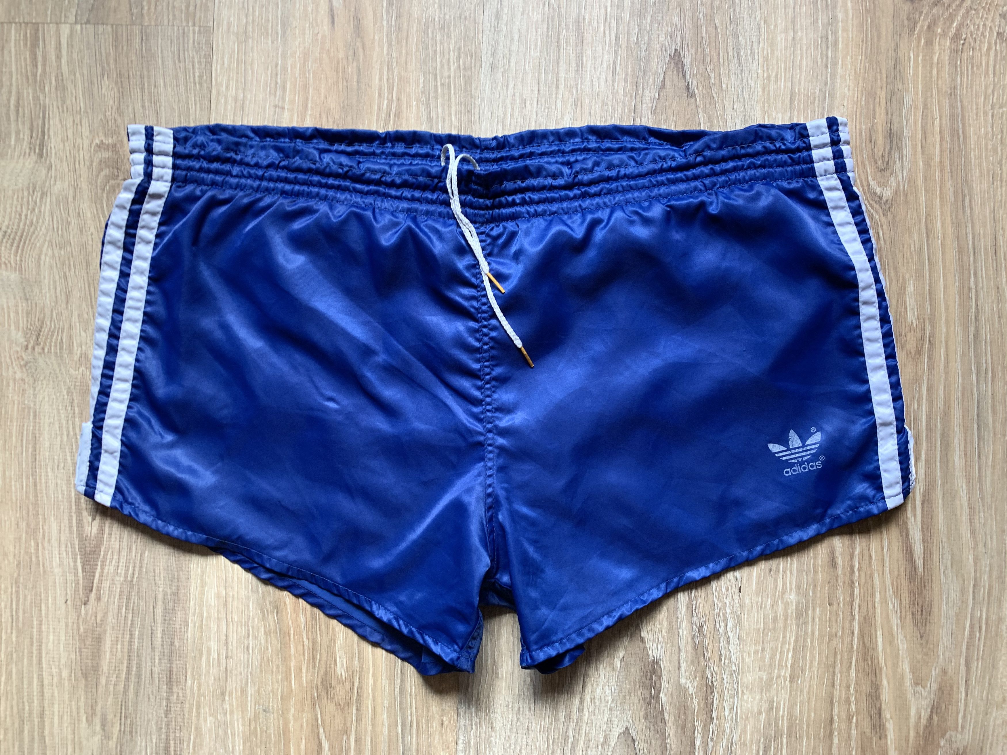 Adidas × Athletic × Vintage Adidas Nylon Retro Blue Shorts Made in West ...