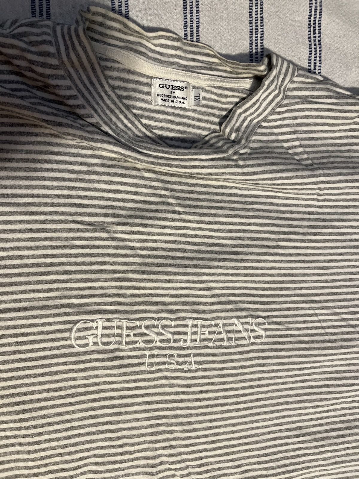 Guess × Made In Usa × Vintage Vintage Guess Gray and White Striped ...