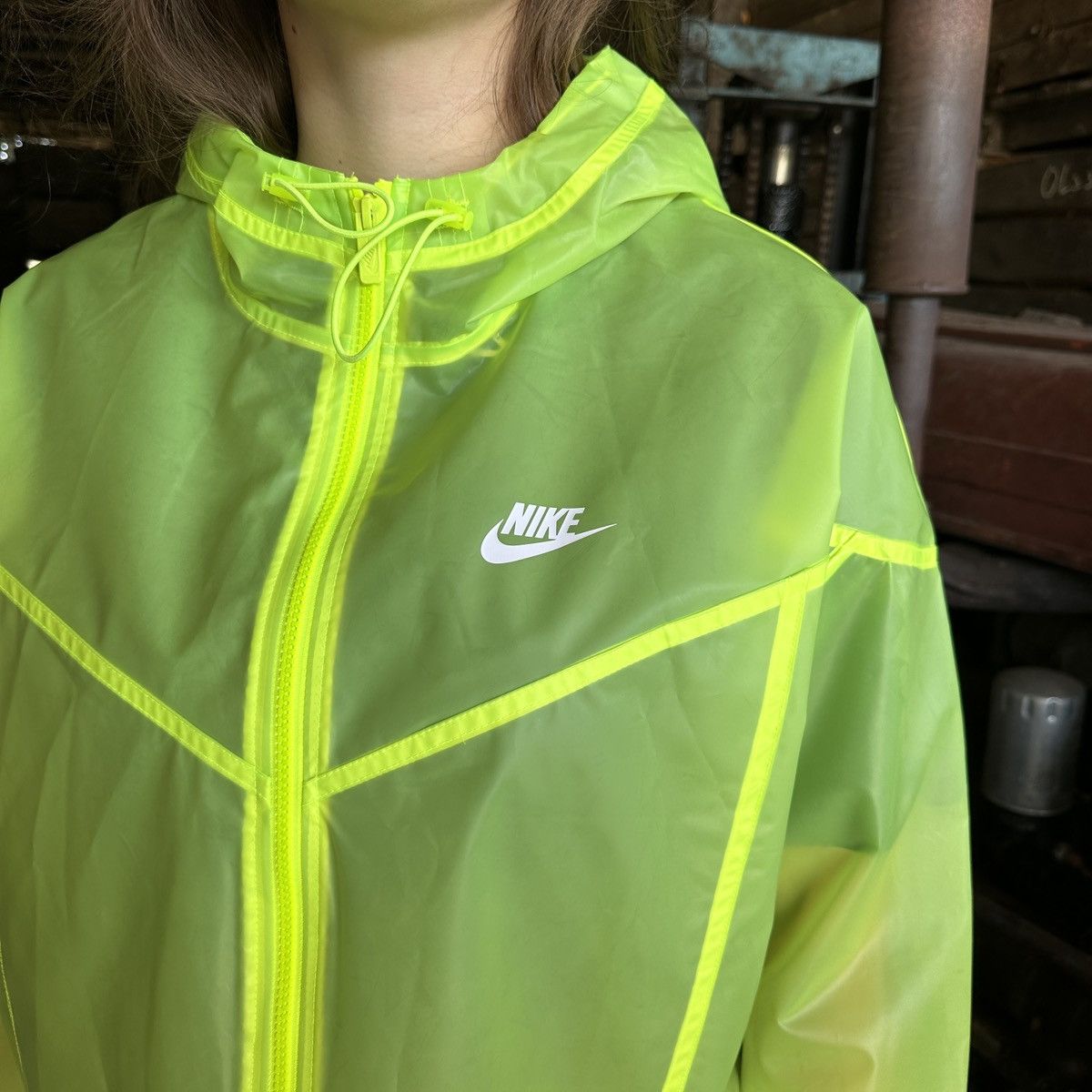 Nike × Streetwear Nike Transparent Rain Jacket L Windrunner Run Sport ...