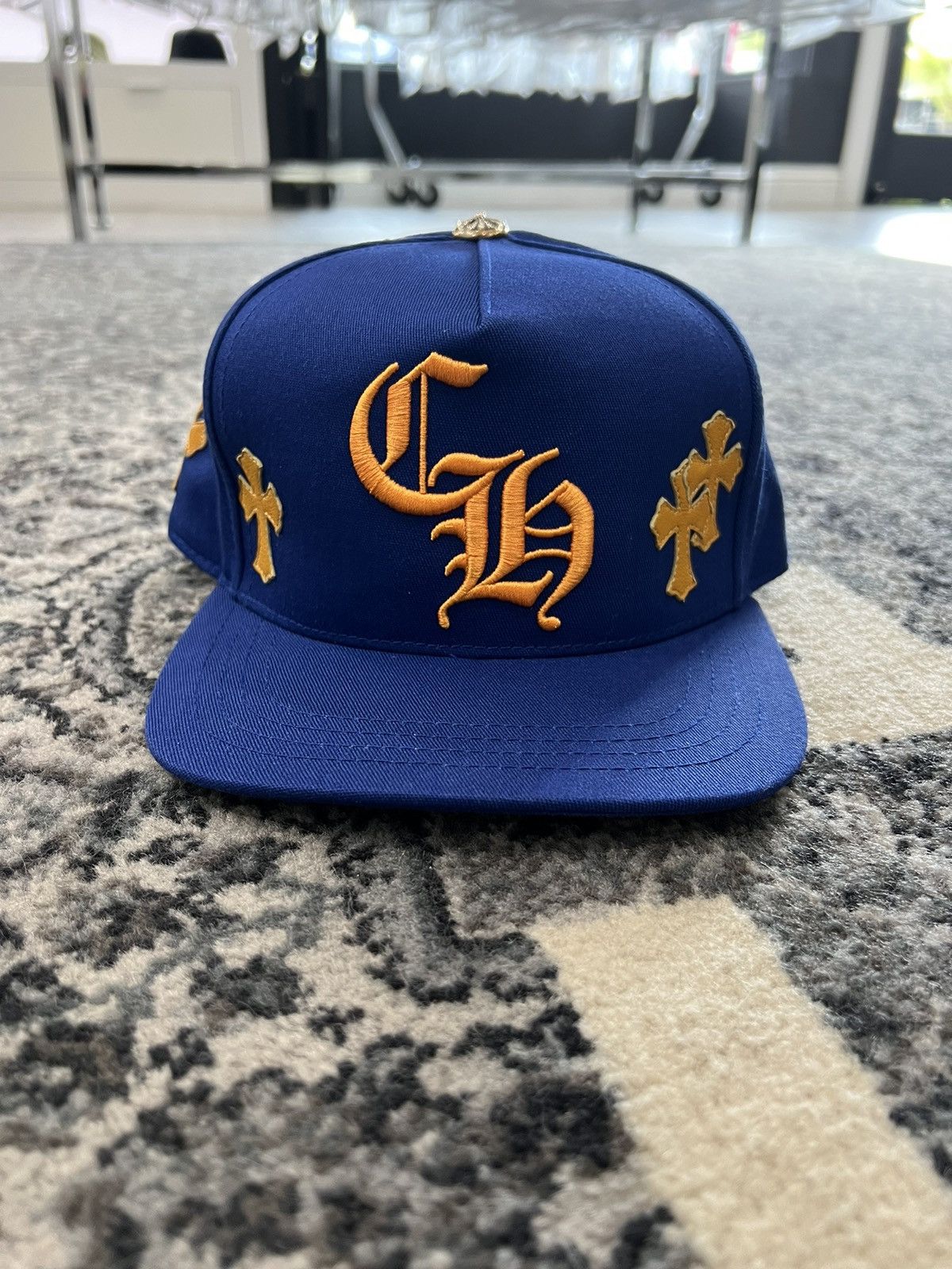 Chrome Hearts CHROME HEARTS “CROSS PATCH” BASEBALL HAT (BLUE/YELLOW ...